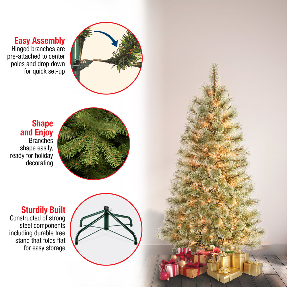 4.5 ft. Pre-Lit Arcadia Pine Cashmere Tree with Clear Lights, Plug-In ...