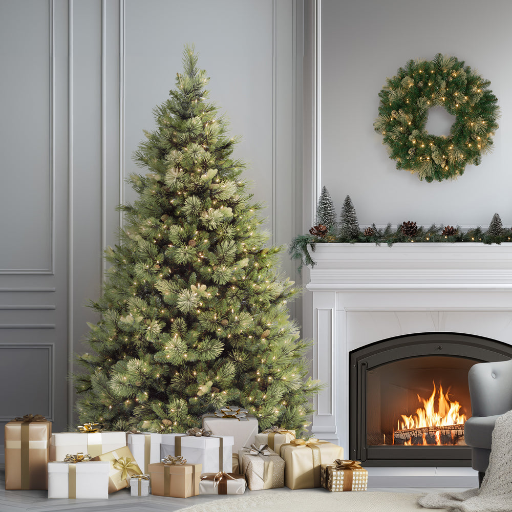 7 ft. Pre-Lit Carolina Pine Tree with Clear Lights, Plug-In · National ...