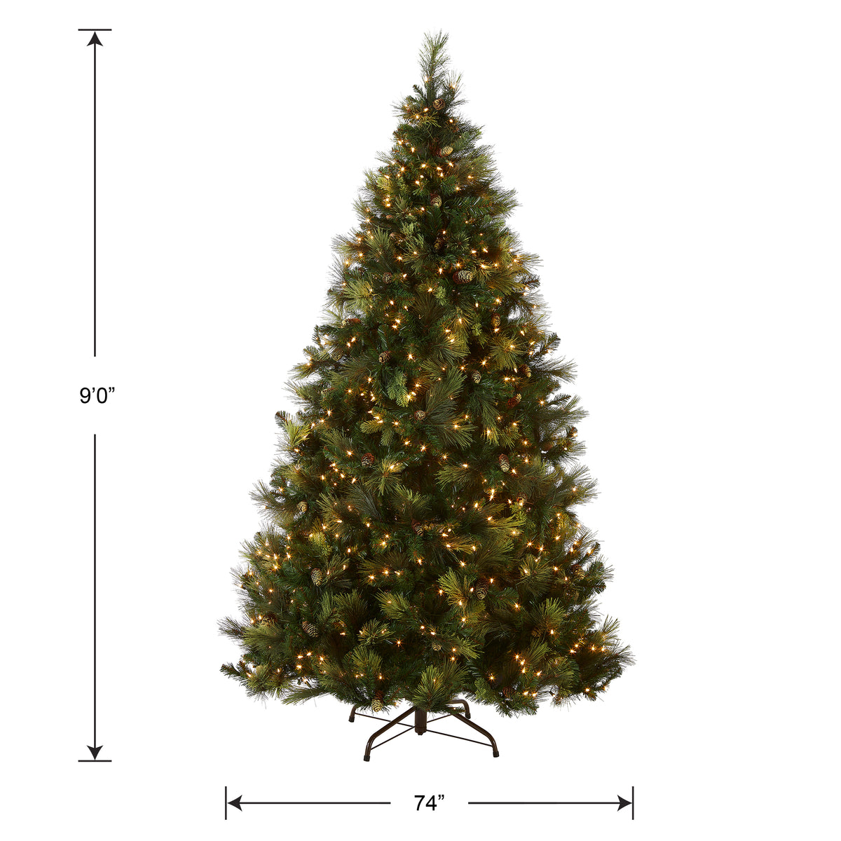 9ft. Pre-Lit Carolina Pine Tree with Clear Lights with 900 Clear Light ...