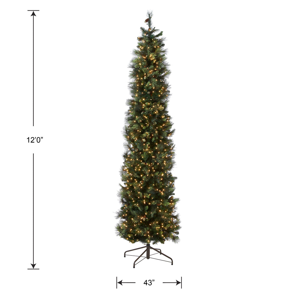12 ft.Pre-Lit Carolina Pine Slim Tree with Clear Lights · National Tree ...