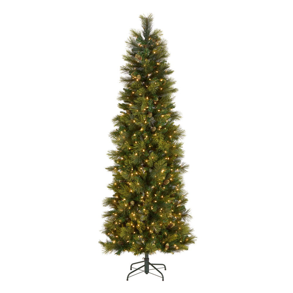 7.5 ft. Pre-Lit Carolina Pine Slim Tree with Clear Lights, Plug-In ...