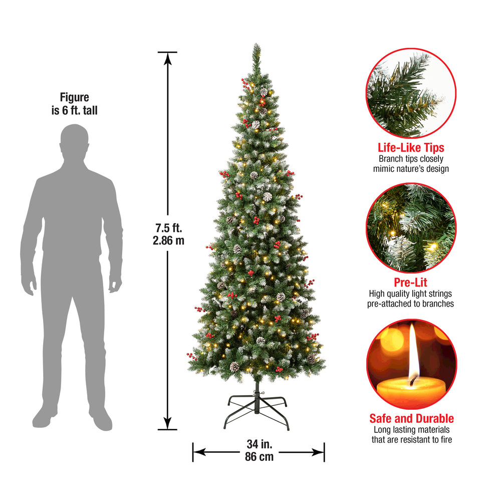7.5 ft. Pre-Lit Cullen Slim Tree with Warm White LED Lights, Plug-In ...