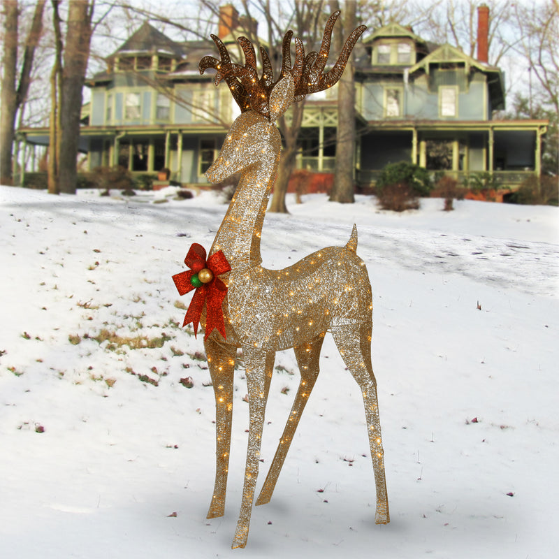 74 in. Pre-lit Crystal Champagne Standing Buck, Plug-In · National Tree ...