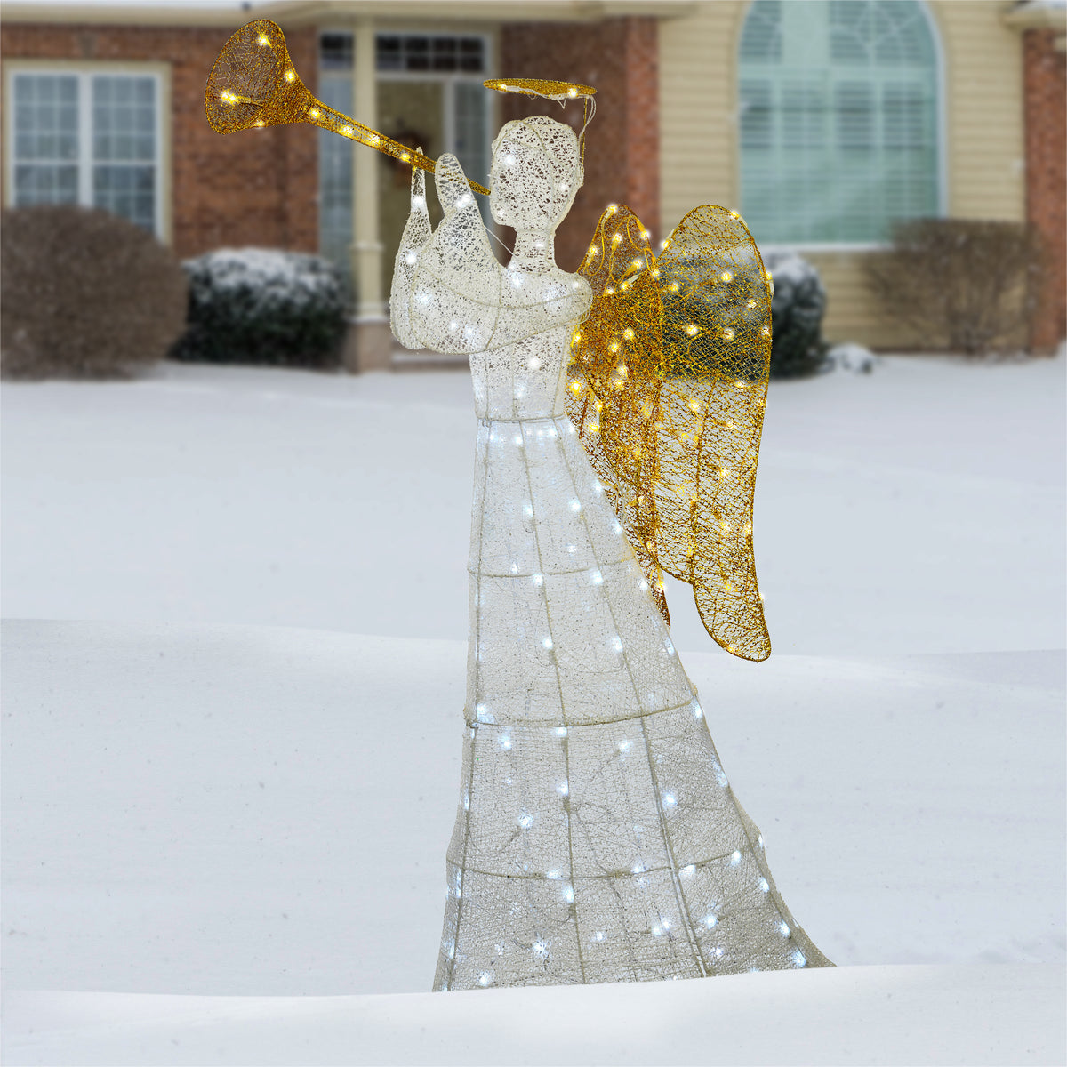 60 in. White Angel Decoration with LED Lights, Plug-In · National Tree ...