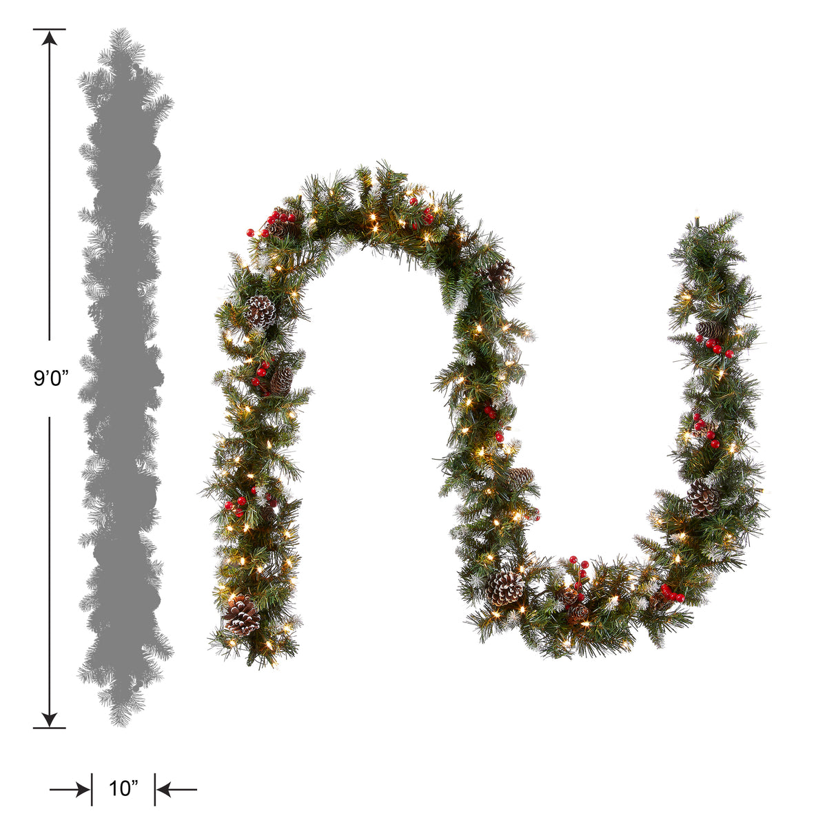 9 ft. Pre-Lit Frosted Berry Garland with Clear Lights · National Tree Company