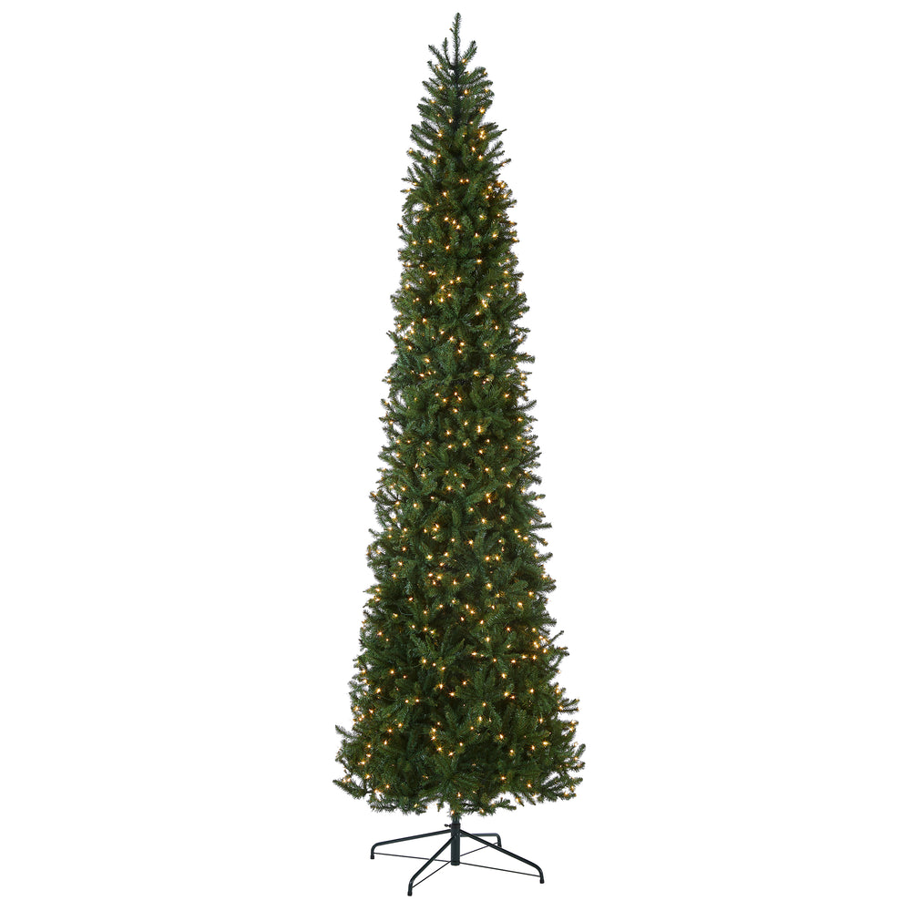 10 ft. Pre-Lit Kingswood Fir Pencil Slim Tree with Clear Lights, Plug ...