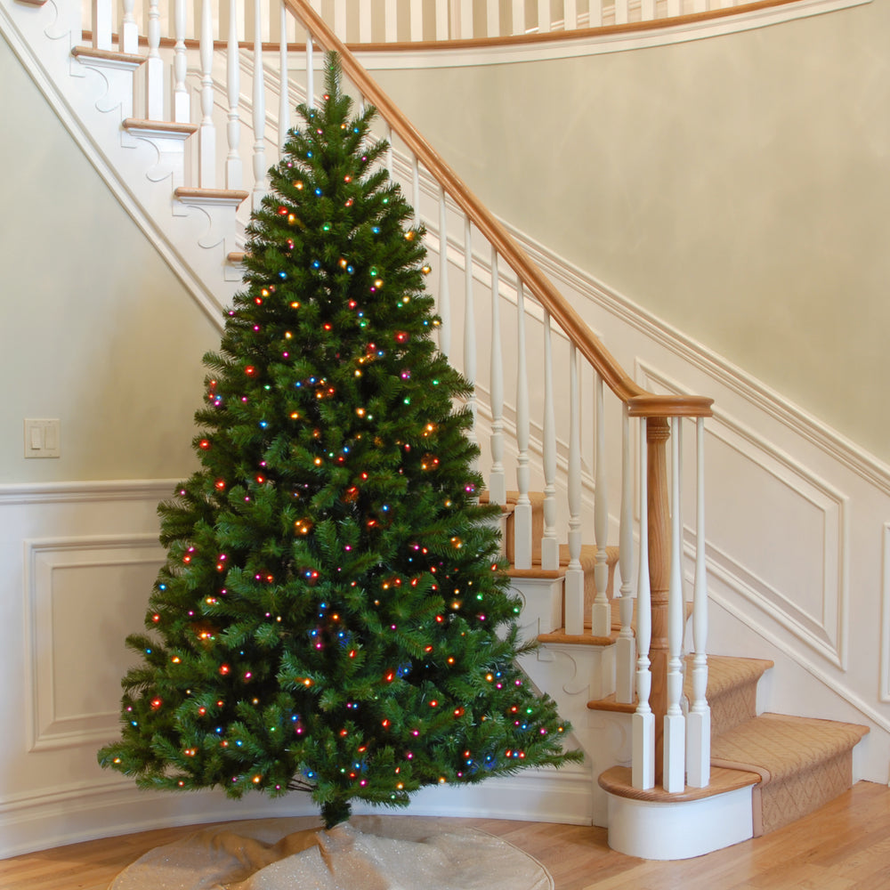 9 ft. Pre-Lit North Valley Spruce Tree with Multicolor Lights ...