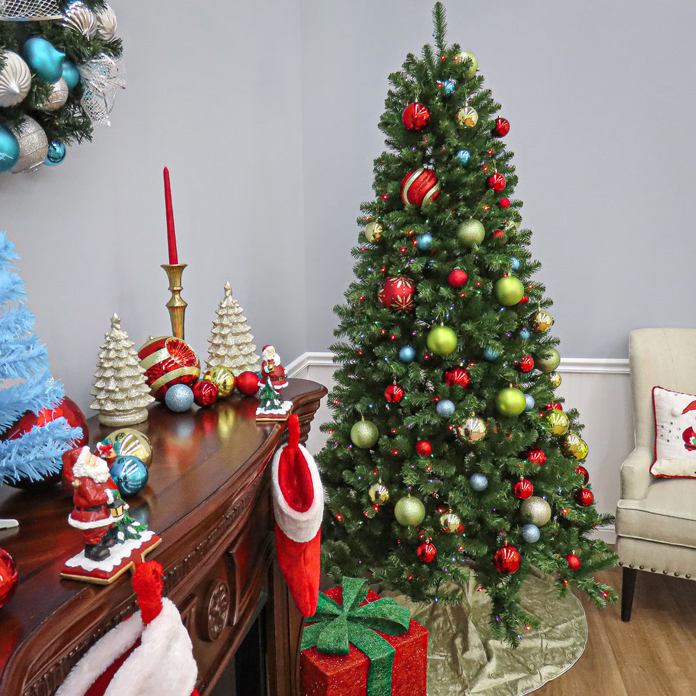 9 ft. Pre-Lit North Valley Spruce Tree with Multicolor Lights ...