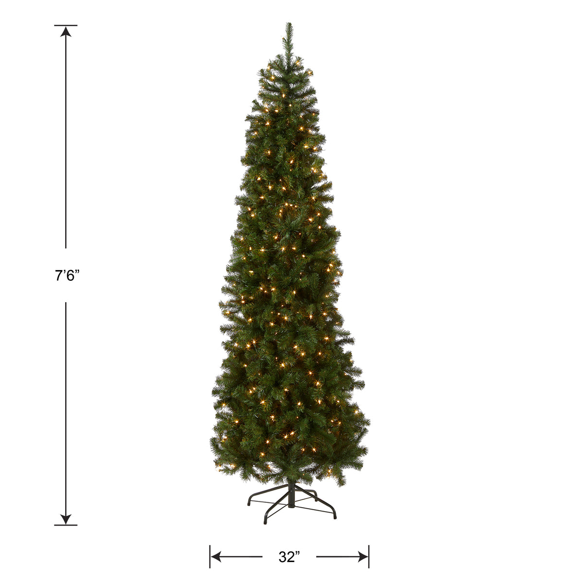 7.5 ft. Pre-Lit North Valley Spruce Pencil Slim Tree with Clear Lights ...
