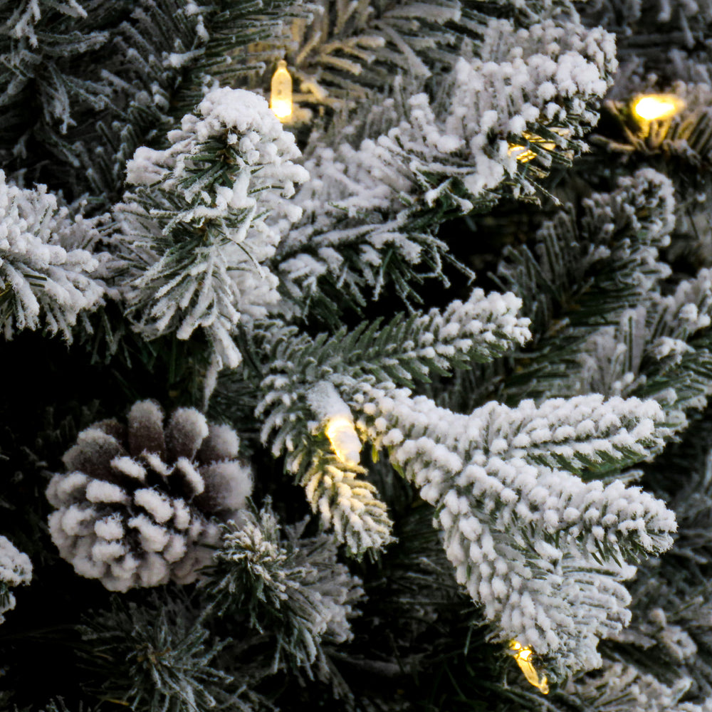 7 ft. Pre-Lit Snowy Calton Pine Tree with LED Lights, Plug-In ...