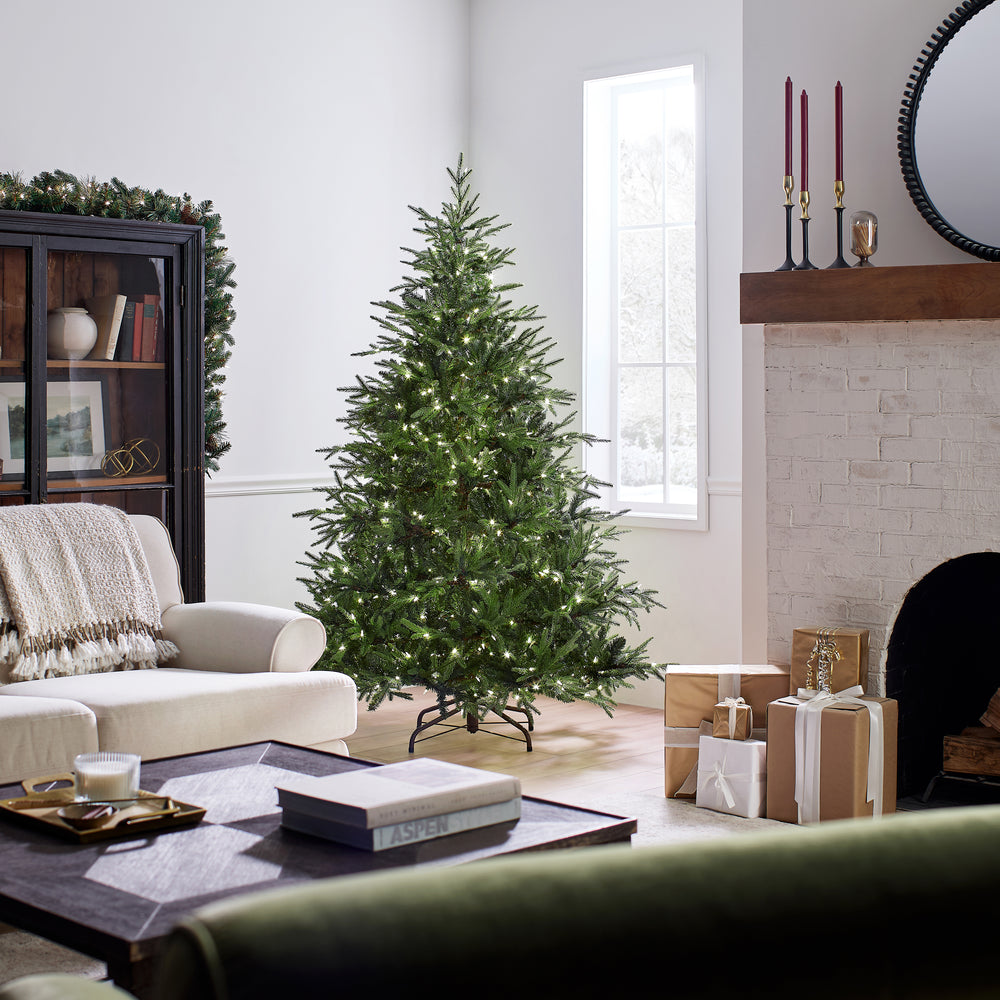 6.5 ft. Pre-Lit Fraser Grande Tree with Dual Color LED Lights, Plug-In ...