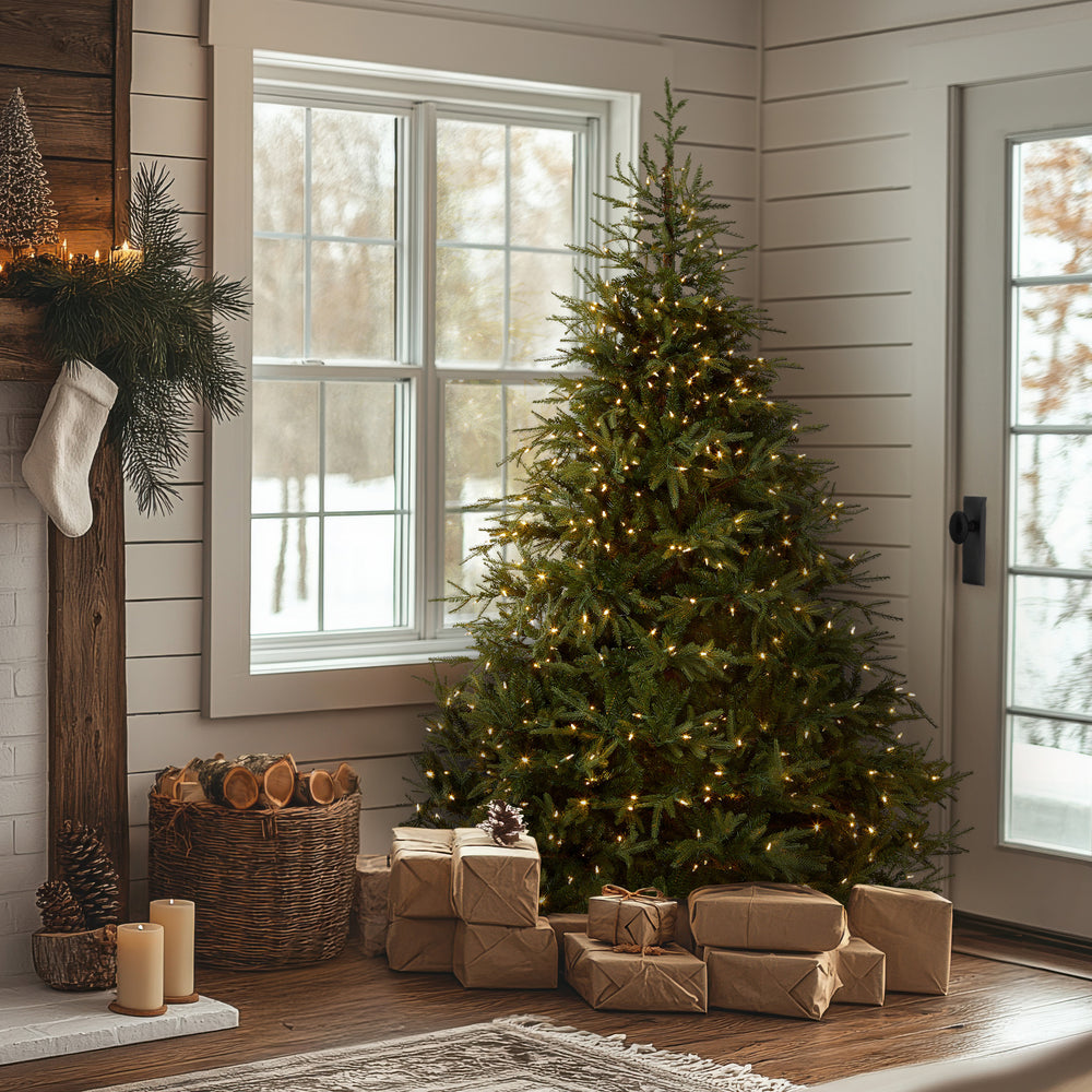 6.5 ft. Pre-Lit Fraser Grande Tree with Dual Color LED Lights, Plug-In ...