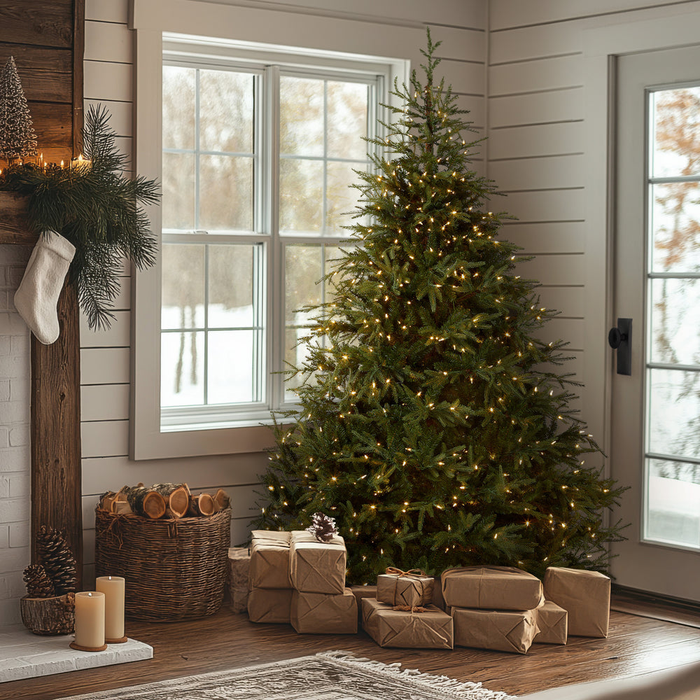 7.5 ft. Pre-Lit Fraser Grande Tree with Dual Color LED Lights, Plug-In ...