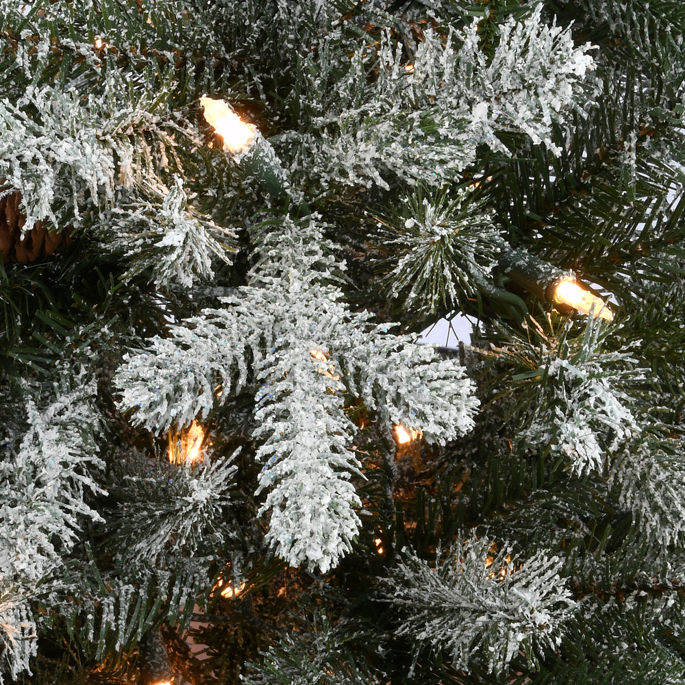 4 ft. Pre-Lit Snowy Morgan Spruce Tree with Clear Lights, Plug-In ...