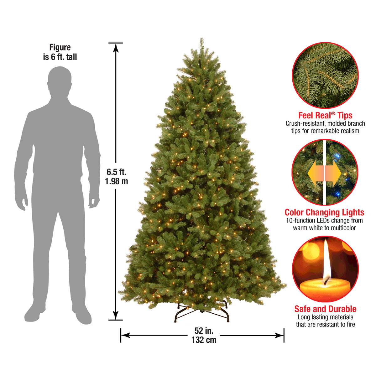 6.5 ft. Pre-Lit Newberry Spruce Tree with PowerConnect Dual Color LED ...