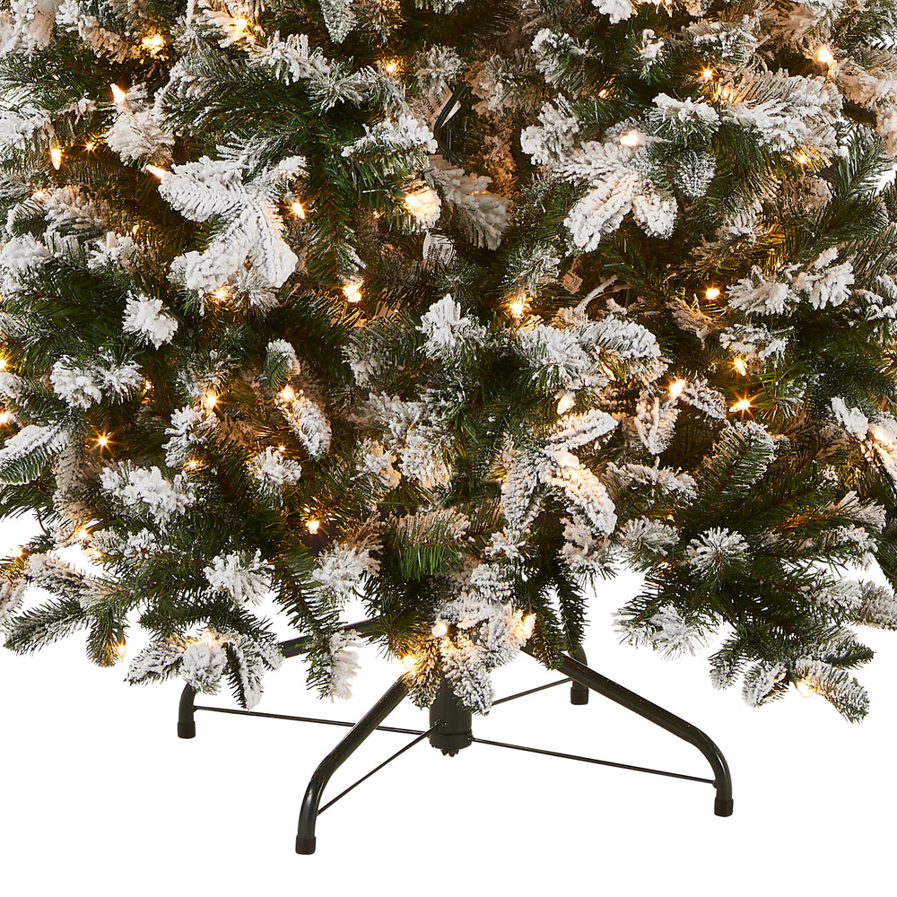 9 ft. Pre-Lit Snowy Everest Fir Medium Tree with Clear Lights, Plug-In ...