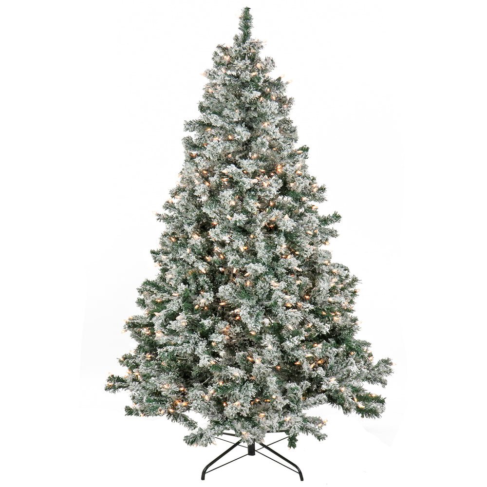 9 ft. Pre-Lit Snowy Crestview Tree with Clear Lights, Plug-In ...