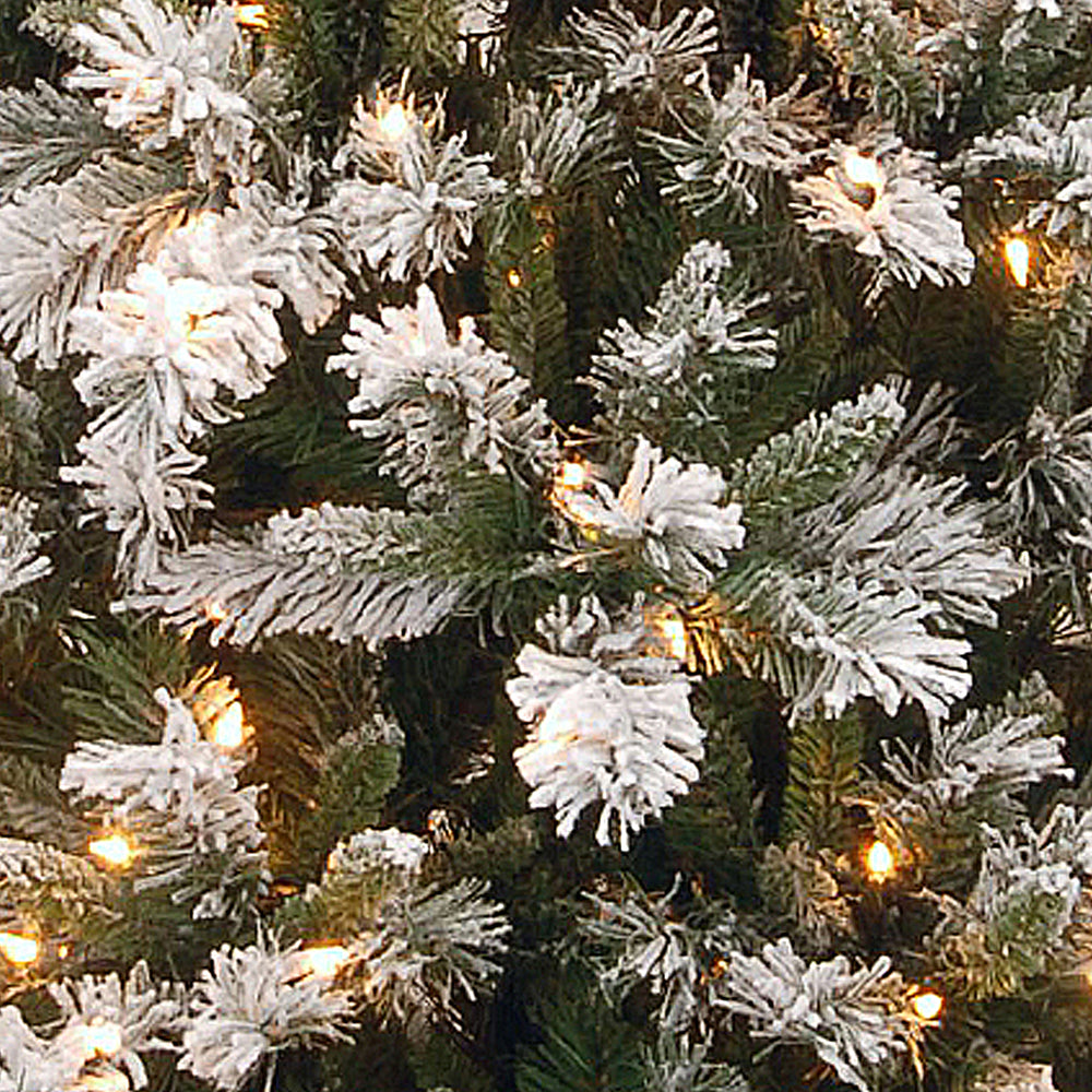 7.5 ft. Pre-Lit Snowy Mountain Pine Slim Tree with Clear Lights, Plug ...