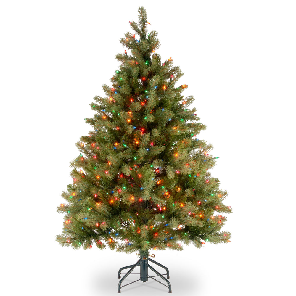 4.5 ft. Pre-Lit Downswept Douglas Fir Tree with Multicolor Lights, Plu ...