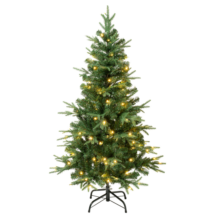 4.5 ft. Pre-Lit Duxbury Light Green Tree with Warm White LED Lights, P ...