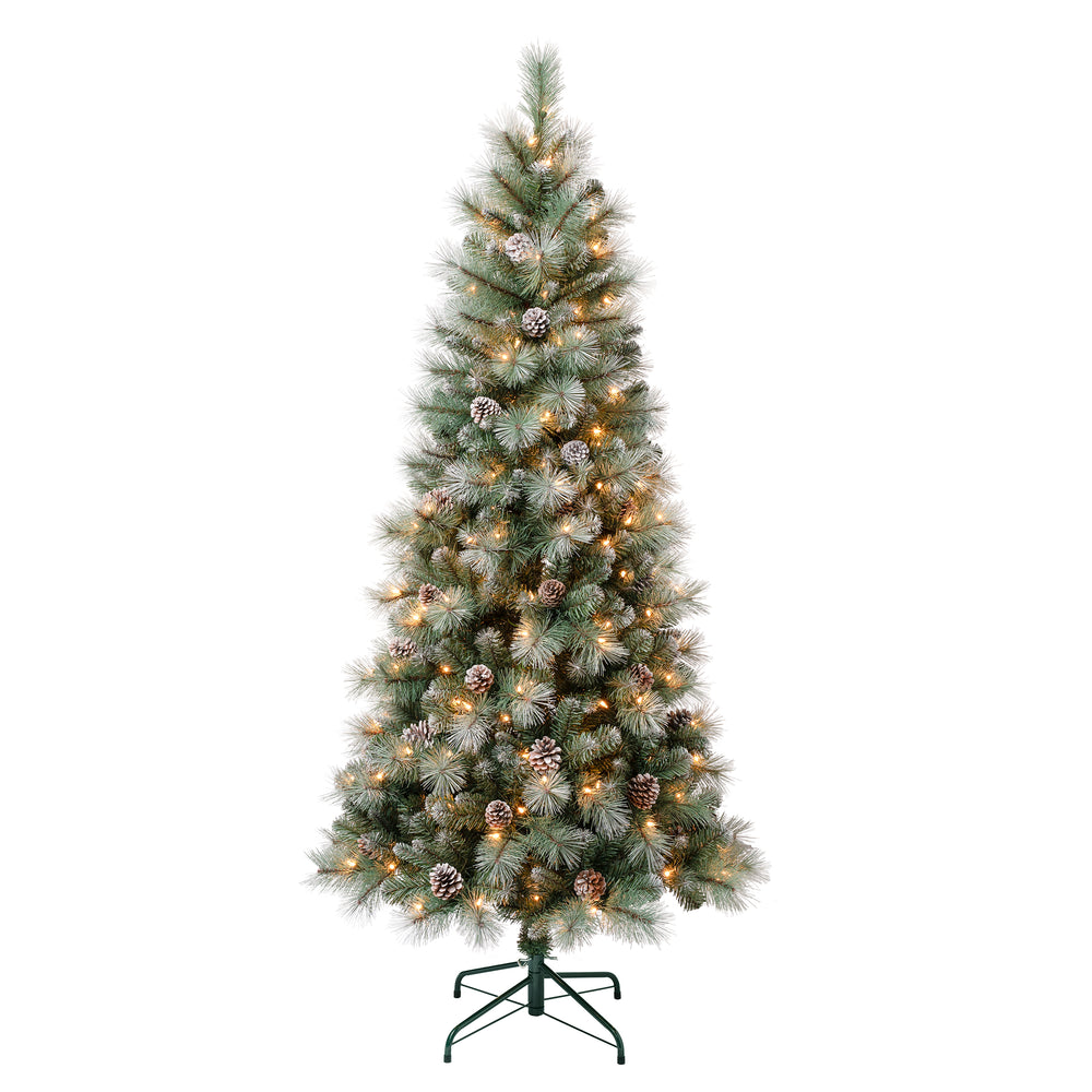 6 ft. Pre-Lit Perry Mixed Pine Tree with Clear Lights, Plug-In ...