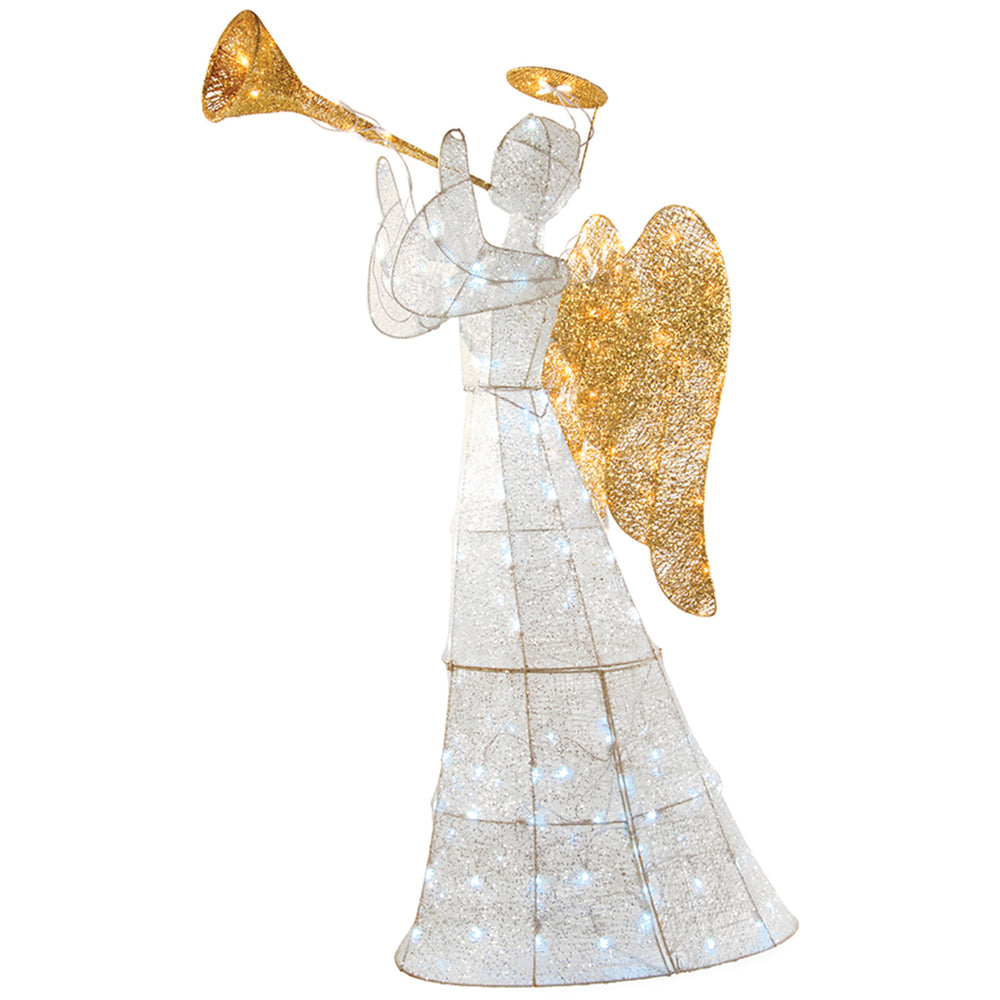 60 in. White Angel Decoration with LED Lights, Plug-In · National Tree ...